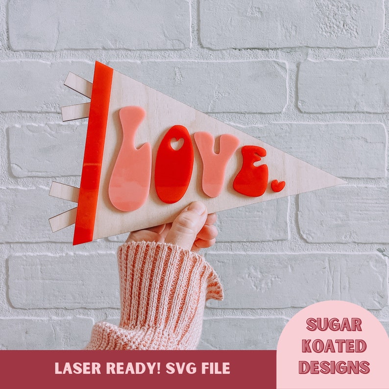 SVG Valentine's Pennant Sign, Pennant Flag, Love, Valentine's SVG ...