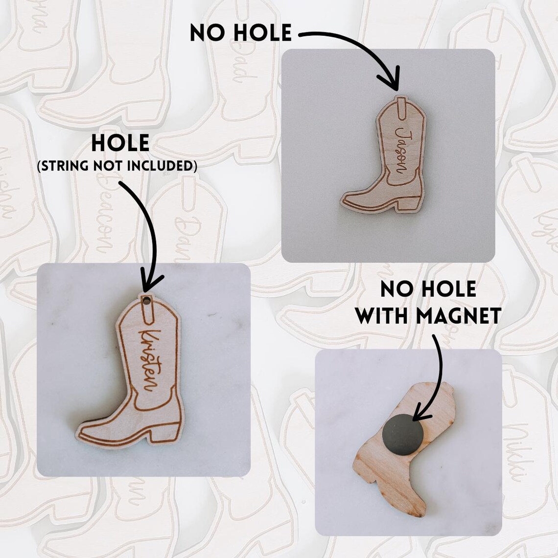 Personalized Cowboy Boot Place Card, Boot Name Card, Bachelorette Party ...
