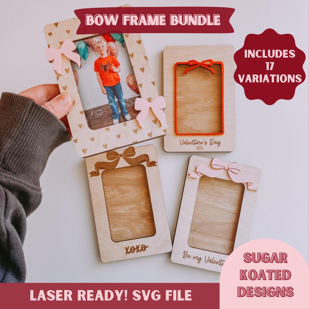 SVG Bow Photo Frame Bundle, Valentine's SVG, Valentine's Day, Fridge ...