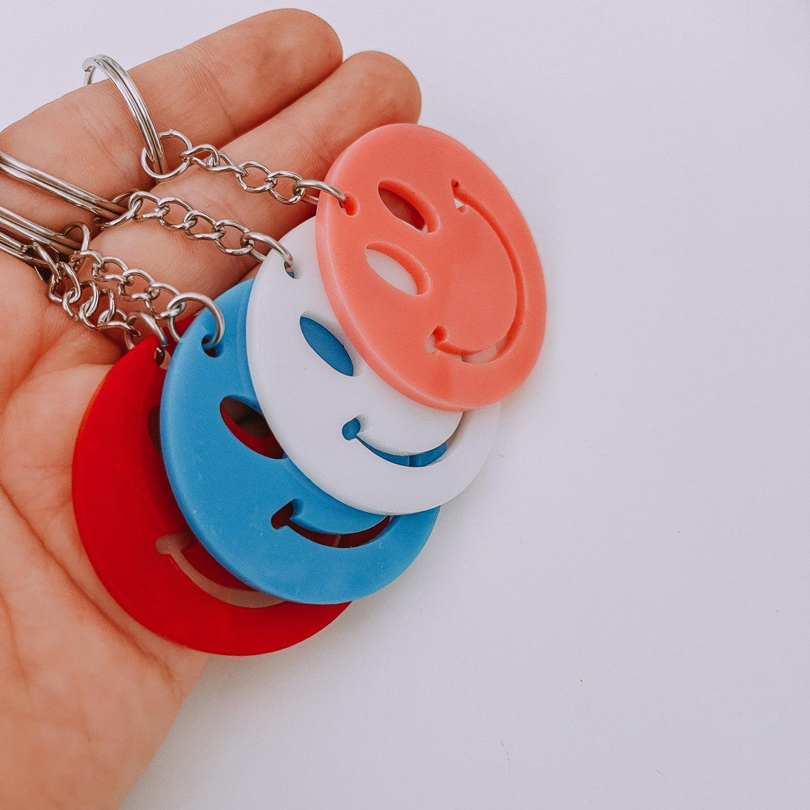 Retro Happy Face Keychain Happy Face Acrylic Keychain Party | Etsy