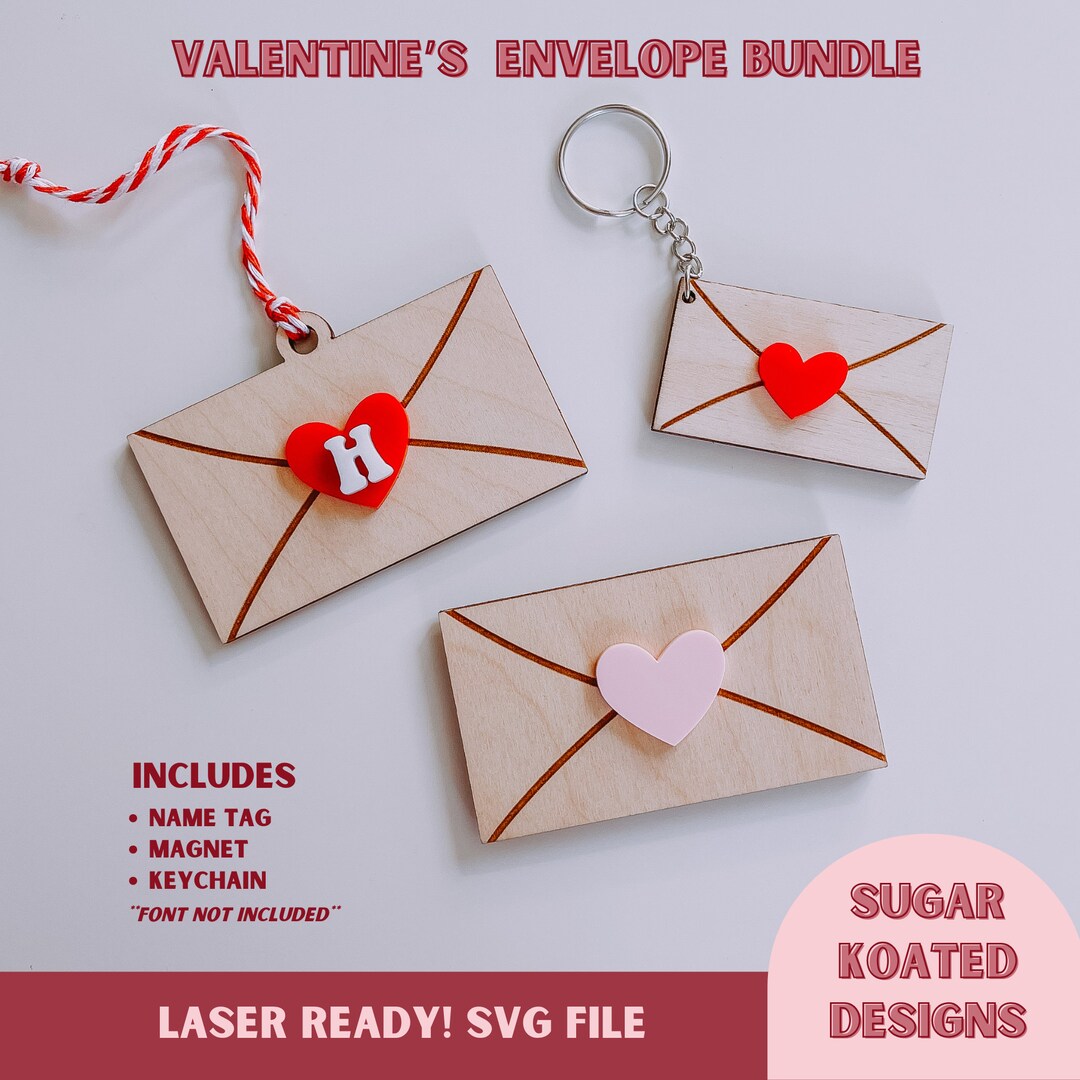 SVG Valentine's Envelope, Valentine's Name Tag, Valentines SVG, Laser ...