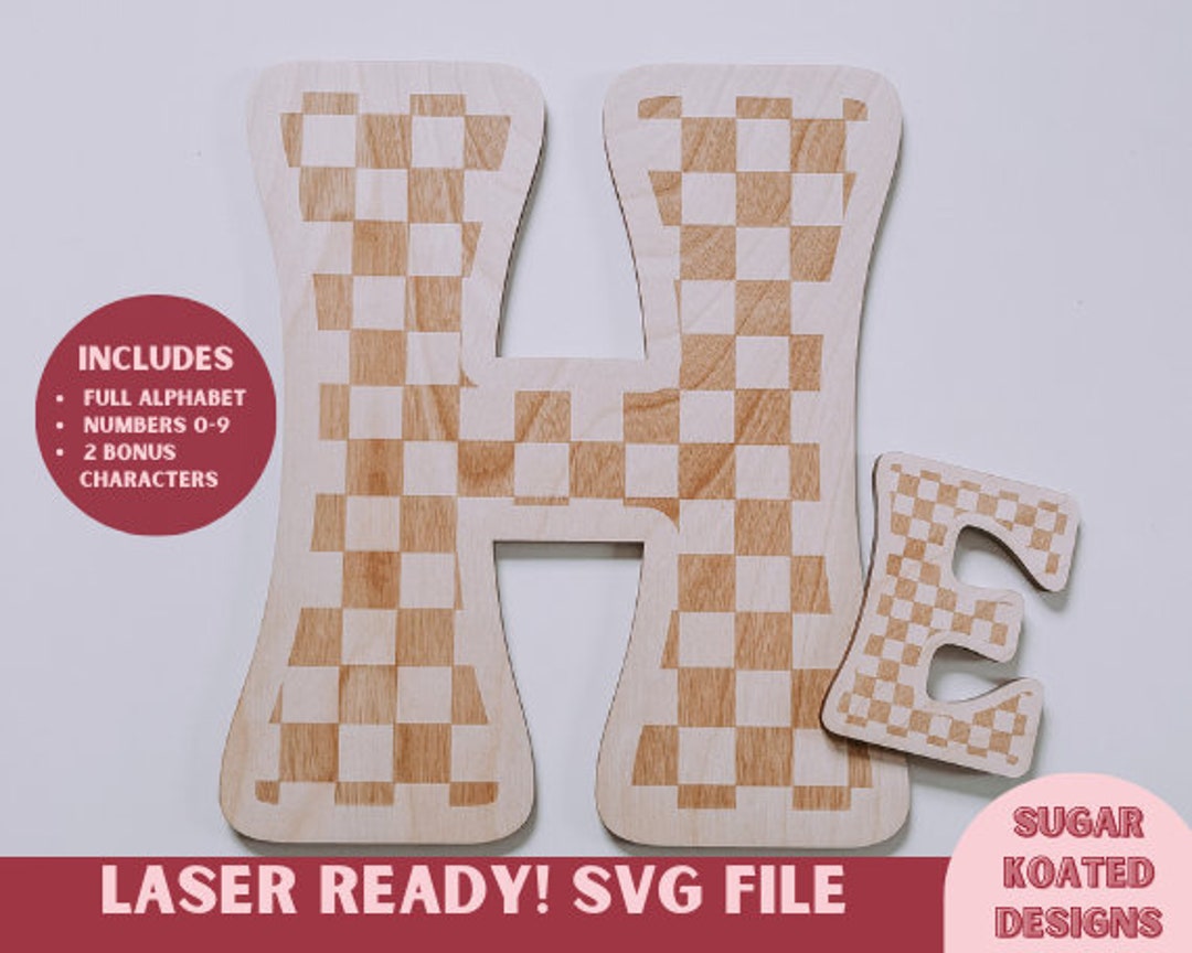 SVG Checkered Alphabet, Checkered Letter File, Retro Letters, Laser Cut ...
