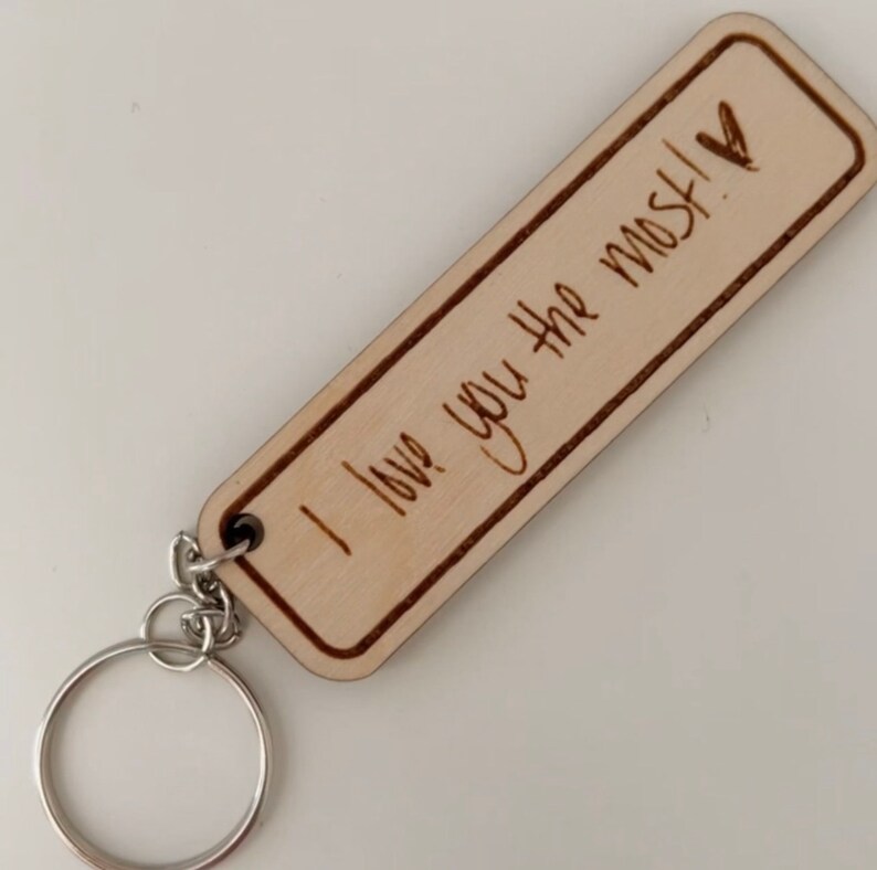 Engraved Handwritten Note Keychain Wood Keychain - Etsy