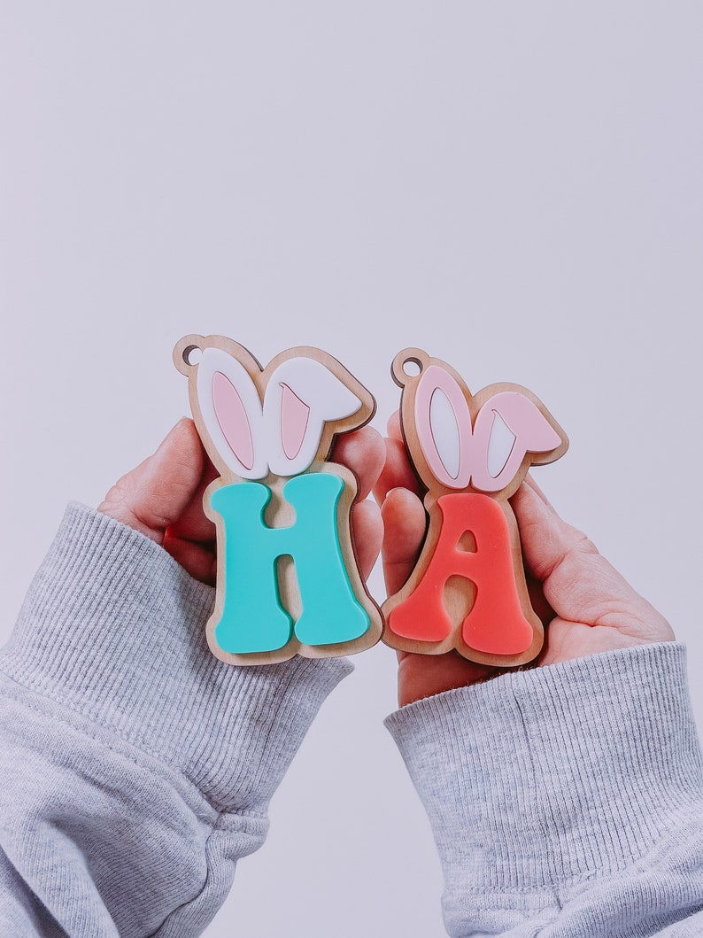 SVG Bunny Ear Letter Tag, Easter Letter Tag, Easter Initial Tag, Easter ...