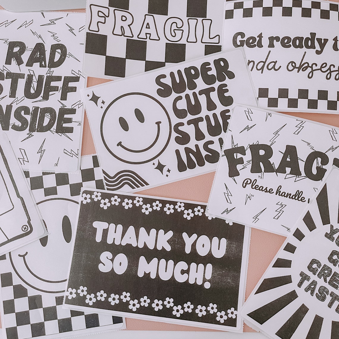 Retro Thermal Label Bundle, Thermal Printer Stickers, Shipping Stickers ...