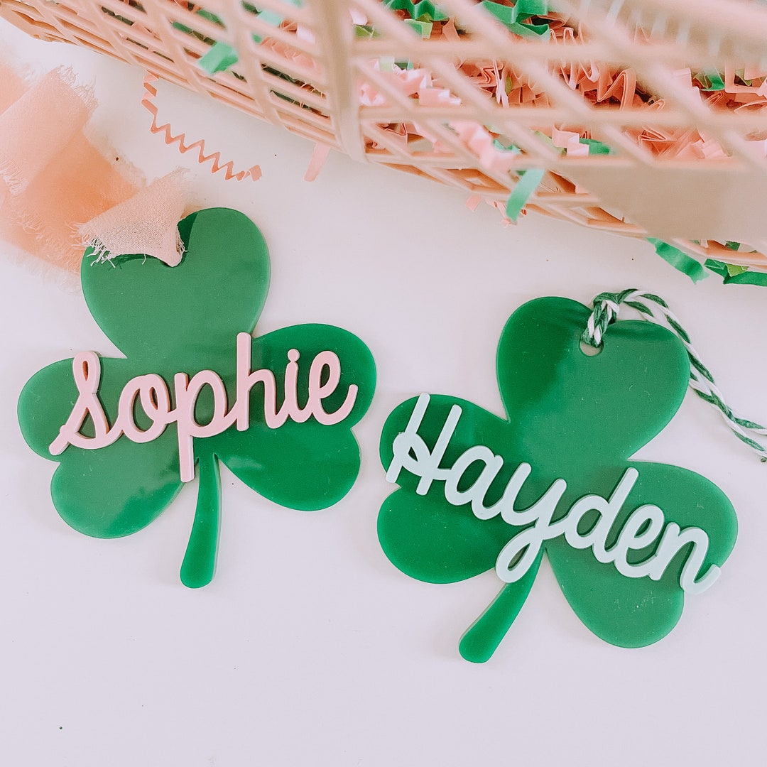 St. Patrick's Day Name Tag, Shamrock Name Tag, Shamrock Basket Tag ...