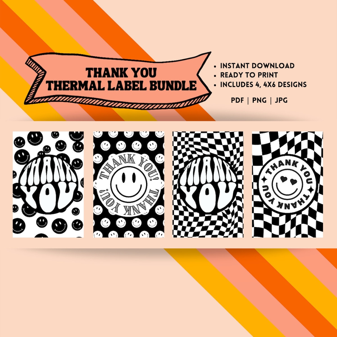 Thank You Thermal Label Bundle, Thermal Printer Stickers, Shipping ...