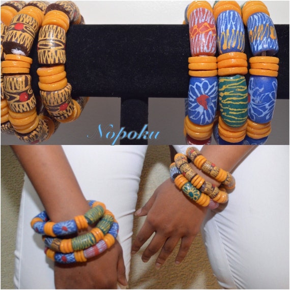 Bead Bracelet African Trade Beads Beading Supplies Chunky Etsy