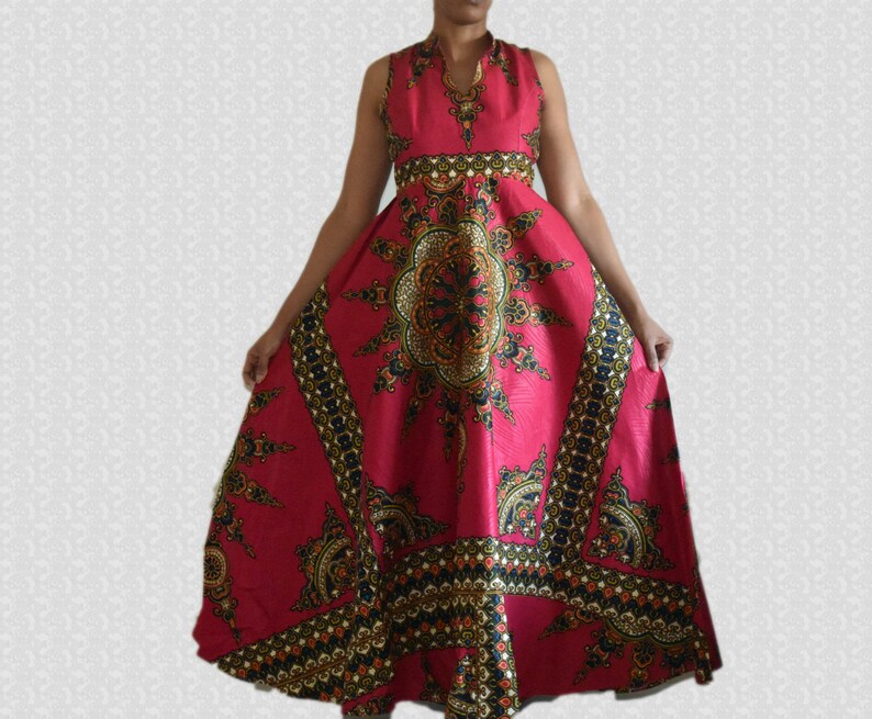 Dashiki Dressafrican Print Dresses Ankara Maxi Dress Red Etsy