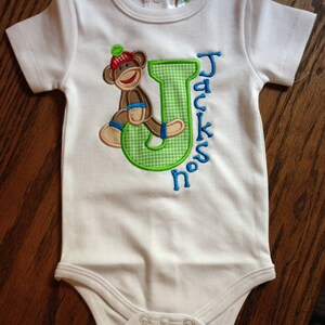 Sock Monkey Alphabet Onesie With Name - Etsy