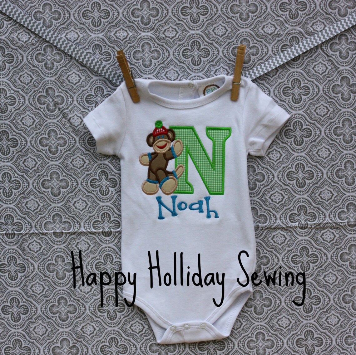 Sock Monkey Alphabet Onesie With Name - Etsy