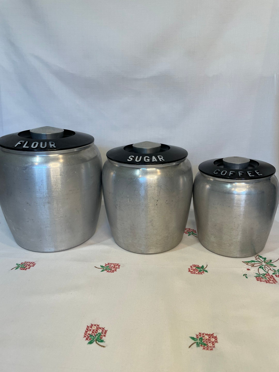 Kromex Kitchen Canister Set, Flour,sugar, Coffee - Etsy