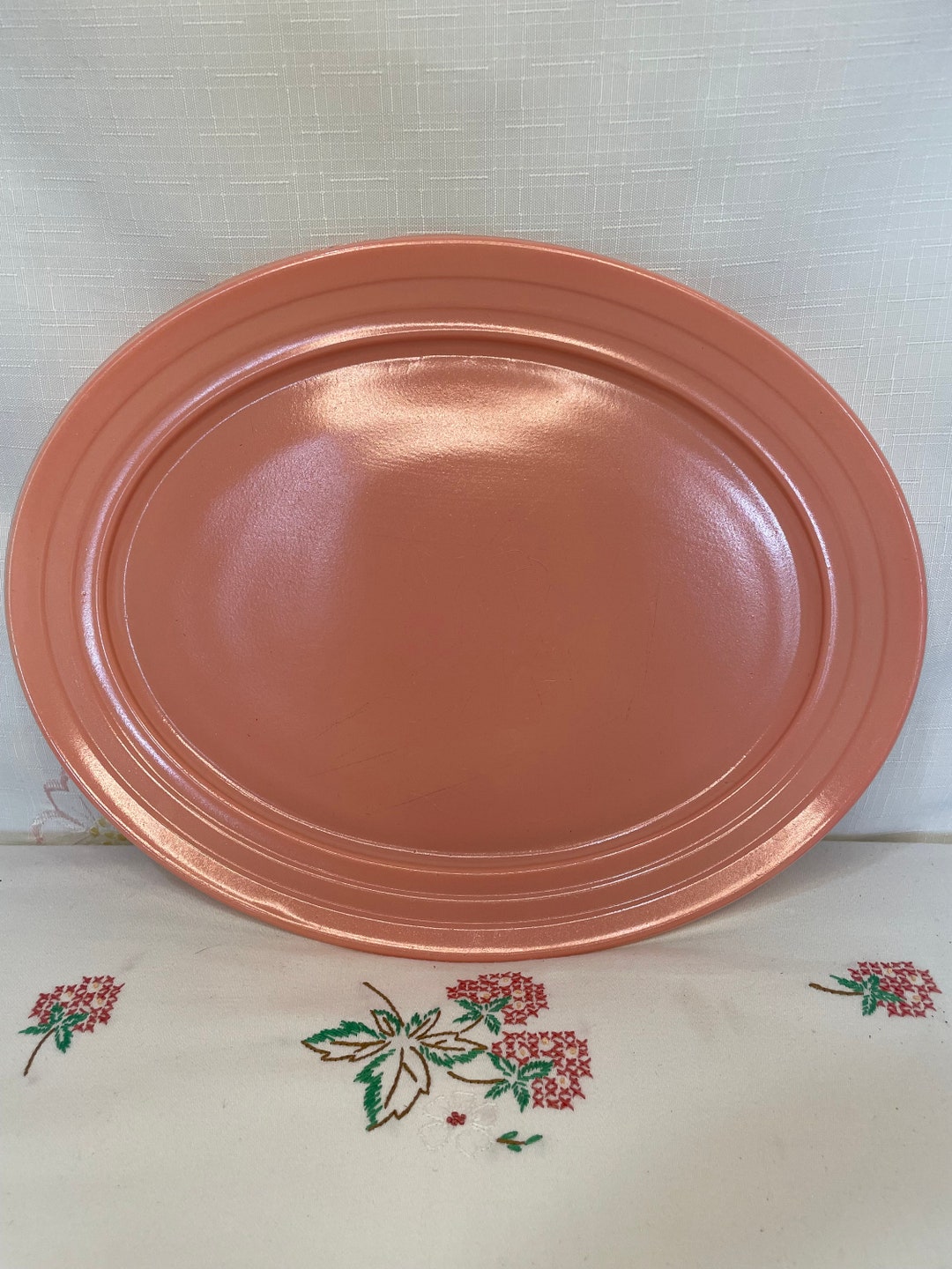 Hazel Atlas Moderntone Platonite Pink Oval Serving Platter - Etsy