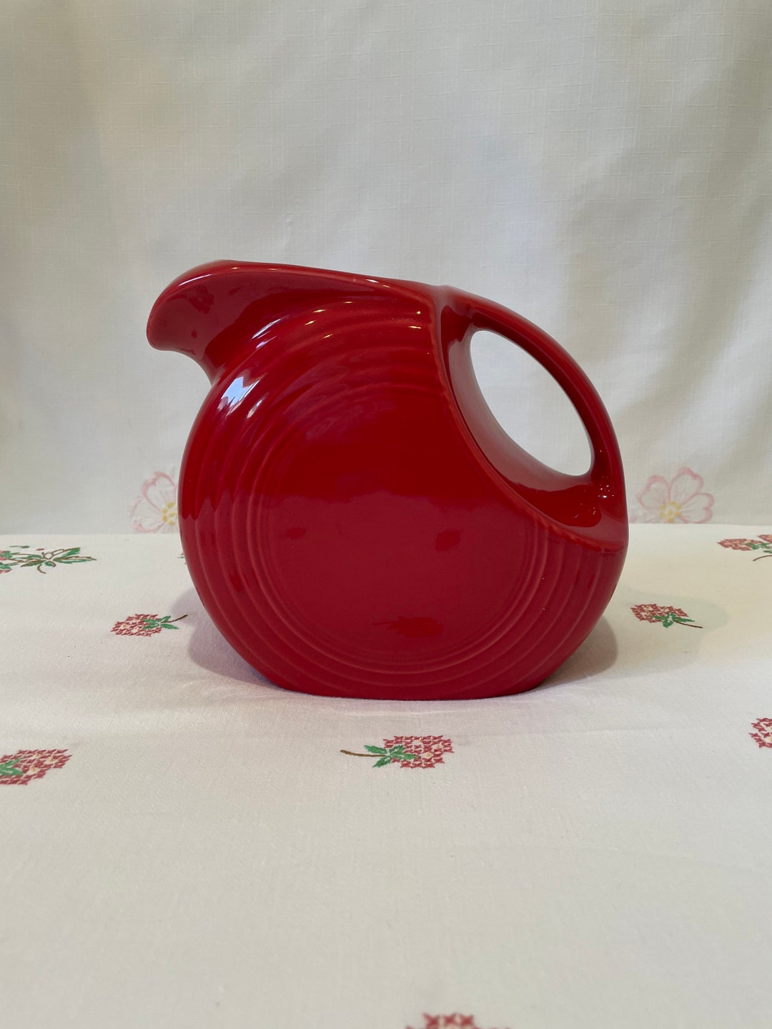 Fiesta Ware Scarlet Red Disc Pitcher - Etsy