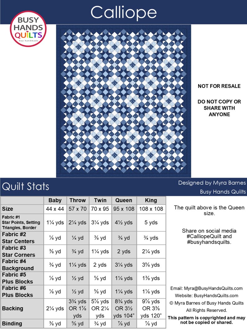 5 Sizes Calliope Quilt Pattern, PDF DIGITAL DOWNLOAD, Baby Throw Twin ...