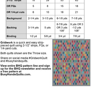 4 Sizes Gridwork Quilt Pattern PRINTED, Lap Throw Queen King, Jelly Roll Patterns, Easy Quilt ...