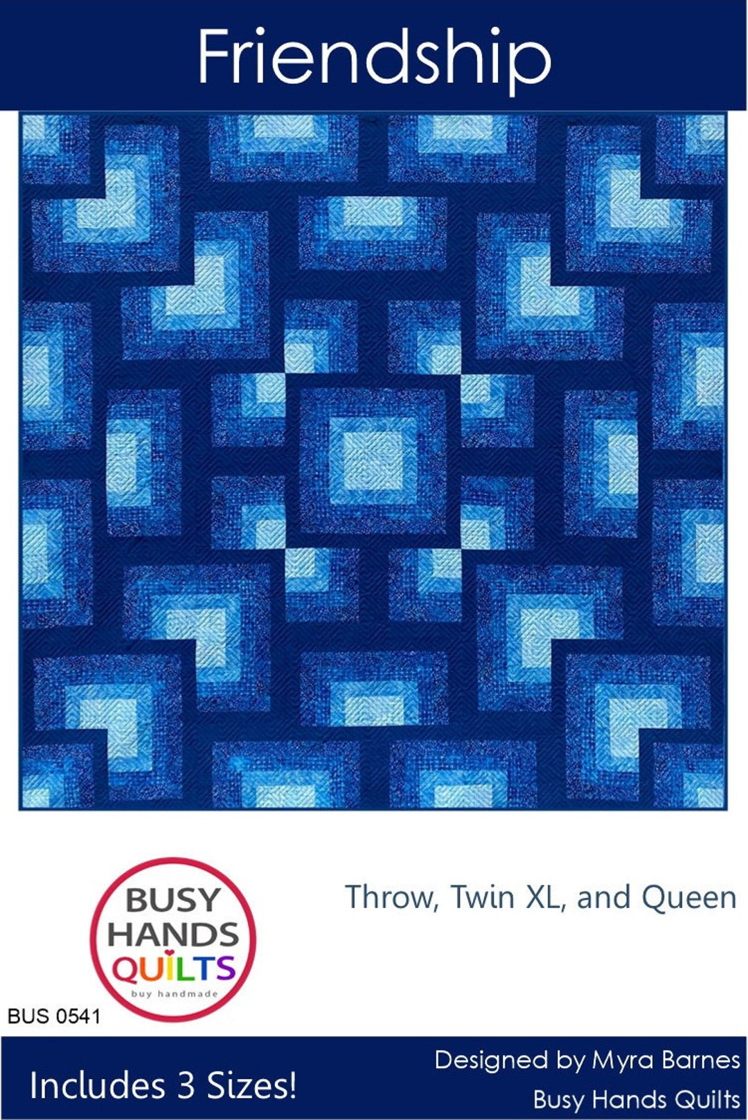 3 Sizes Friendship Quilt Pattern PRINTED, Easy Quilt Pattern, Ombre ...