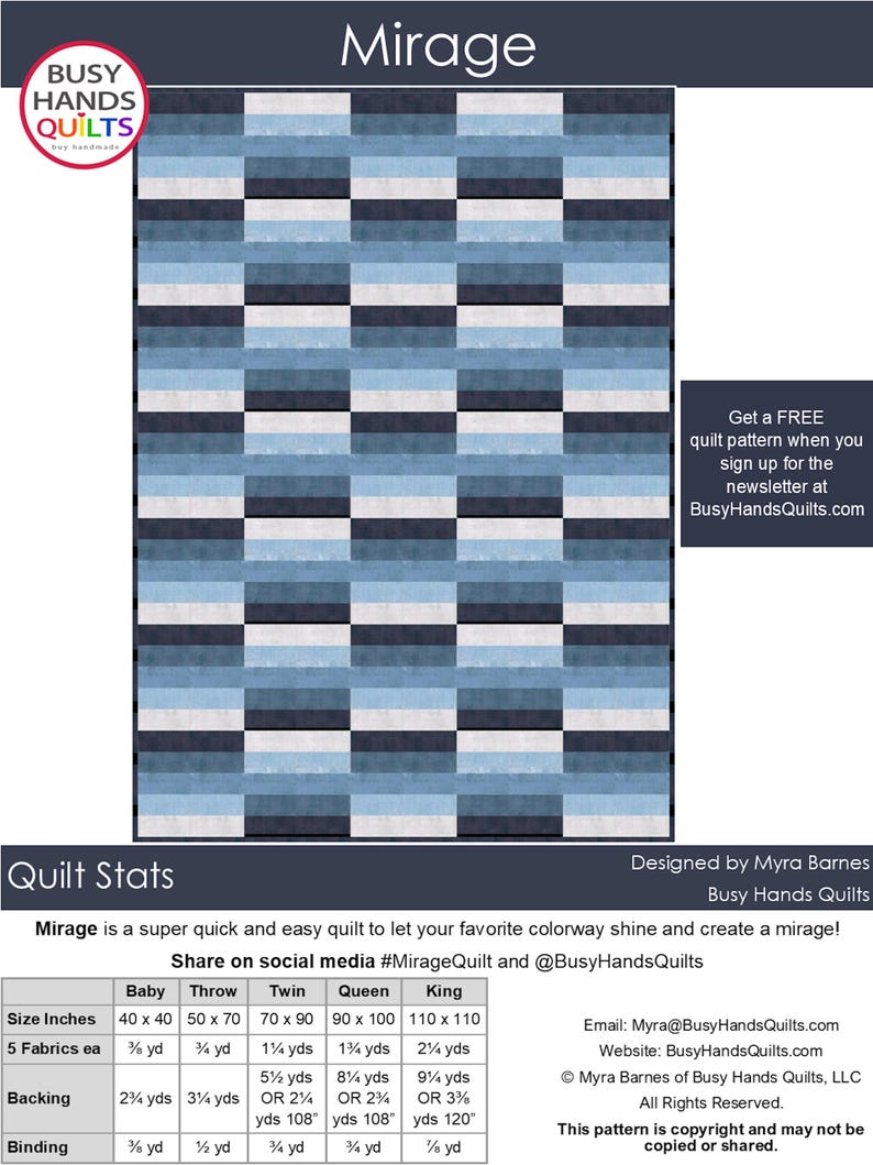 5 Sizes Mirage Quilt Pattern, PDF DIGITAL DOWNLOAD, Baby Throw Twin ...