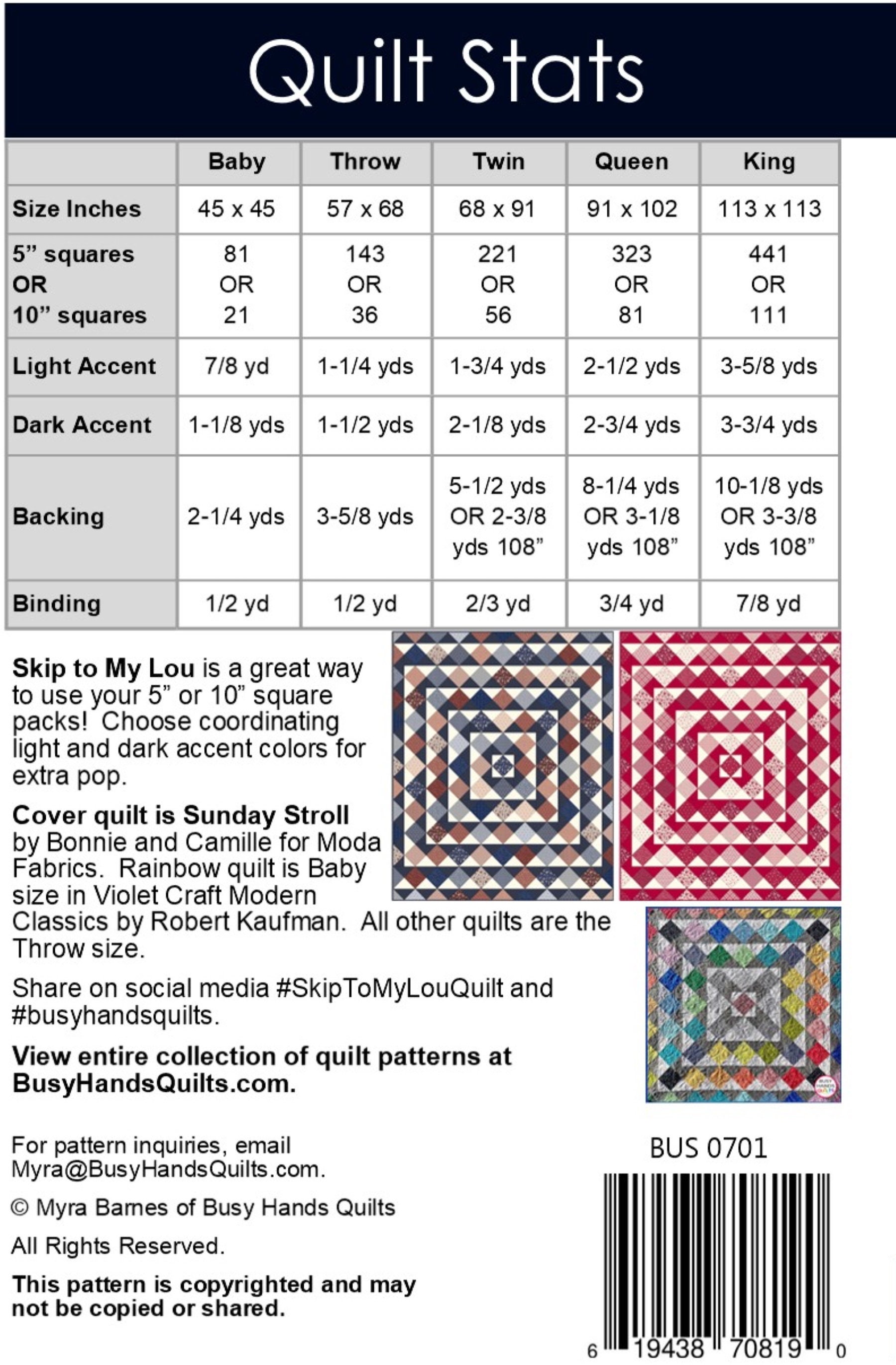 5 Sizes Skip to My Lou Quilt Pattern PRINTED Baby Throw Twin - Etsy ...
