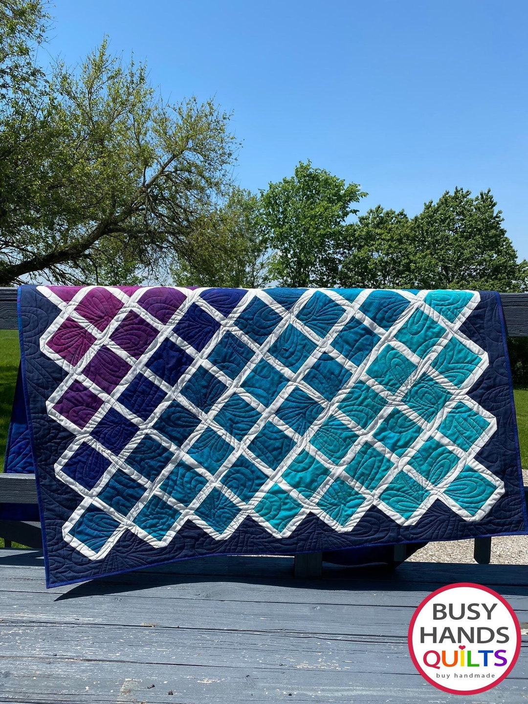 6 Sizes Gradient Quilt Pattern PRINTED, Baby Lap Throw Twin Queen King ...