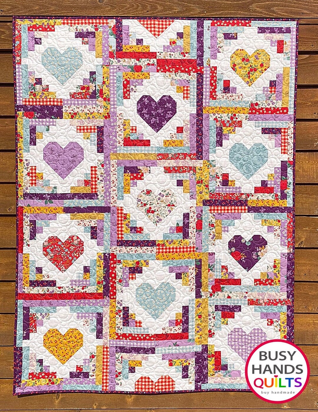 6 Sizes Quilty Cabins Quilt Pattern PRINTED, Quick and Easy, Log Cabin ...