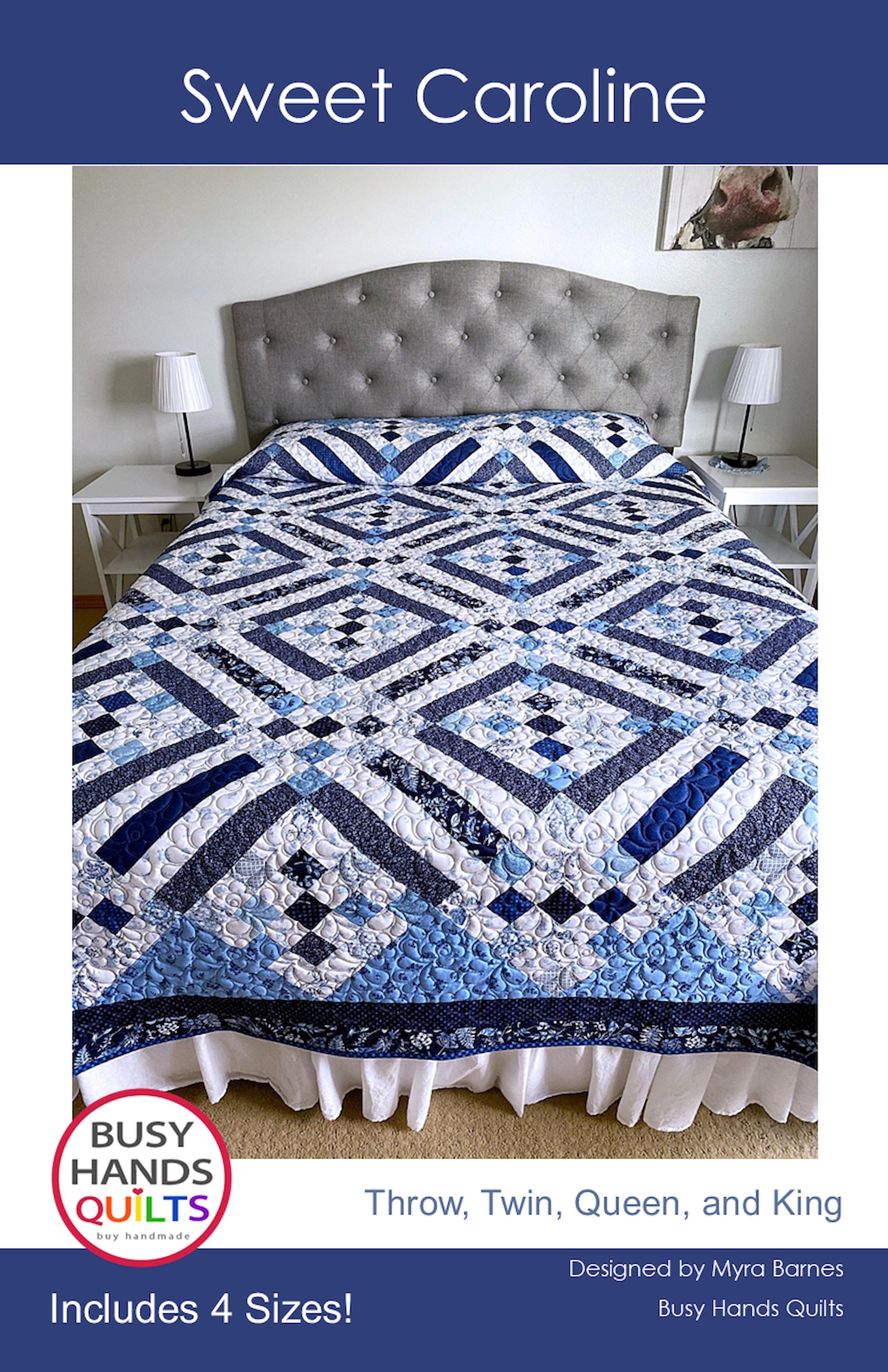 4 Sizes Sweet Caroline Quilt Pattern, PRINTED, Throw Twin Queen King ...