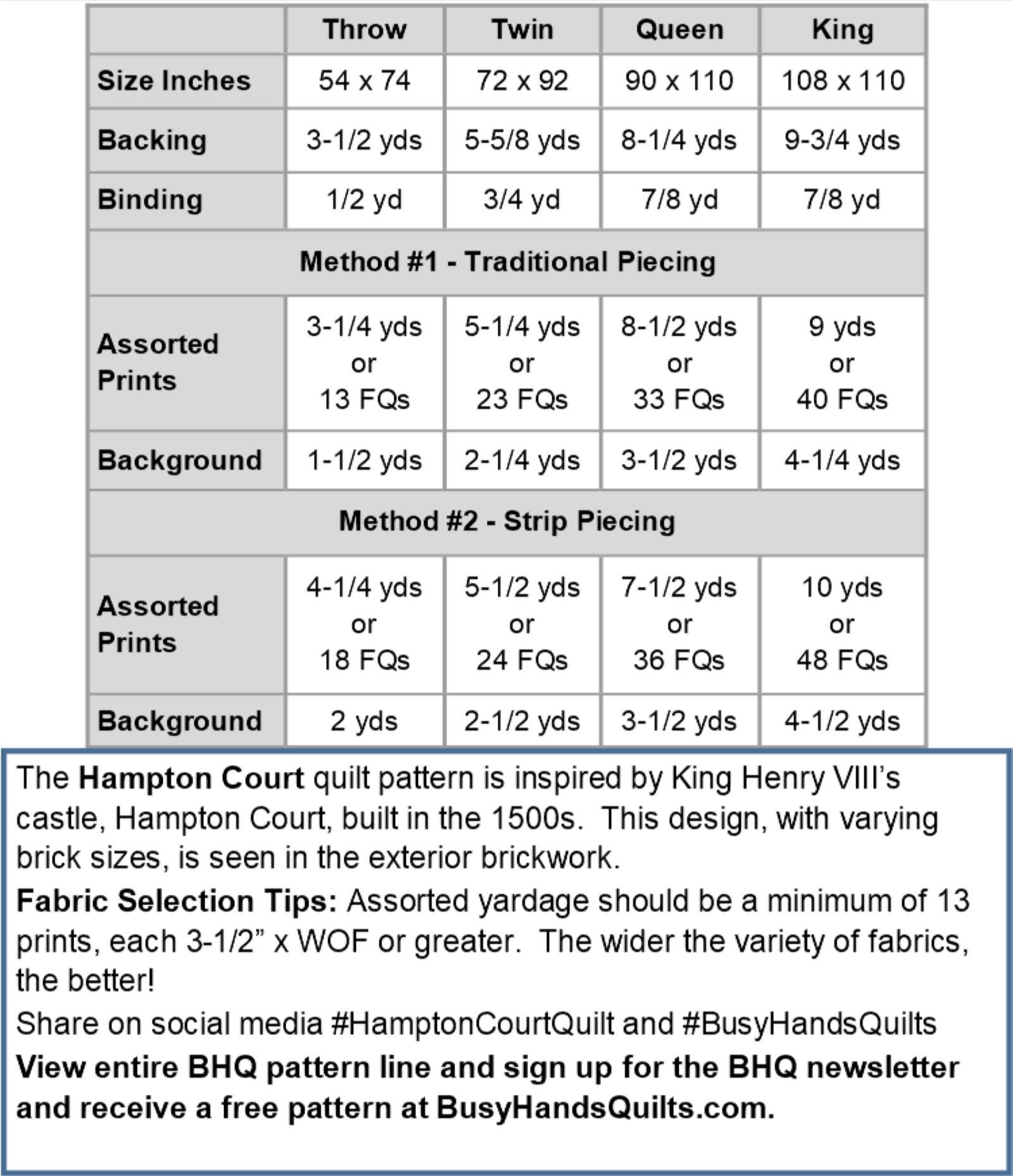 4 Sizes Hampton Court Quilt Pattern, PDF DIGITAL Download, Throw Twin ...
