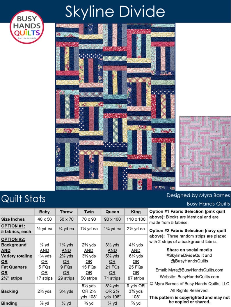 5 Sizes Skyline Divide Quilt Pattern PDF DIGITAL DOWNLOAD, Baby Throw ...