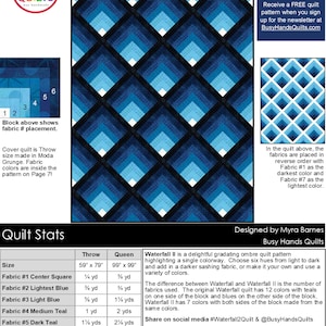 2 Sizes Waterfall II Quilt Pattern, PDF DIGITAL Download, Throw Queen ...