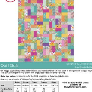 5 Sizes Oh Happy Day Quilt Pattern PDF DIGITAL DOWNLOAD, Baby Throw ...