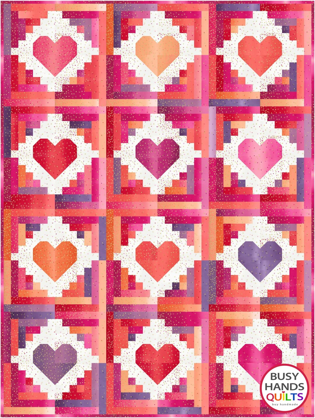 6 Sizes Quilty Cabins Quilt Pattern, PDF DIGITAL DOWNLOAD, Log Cabin ...