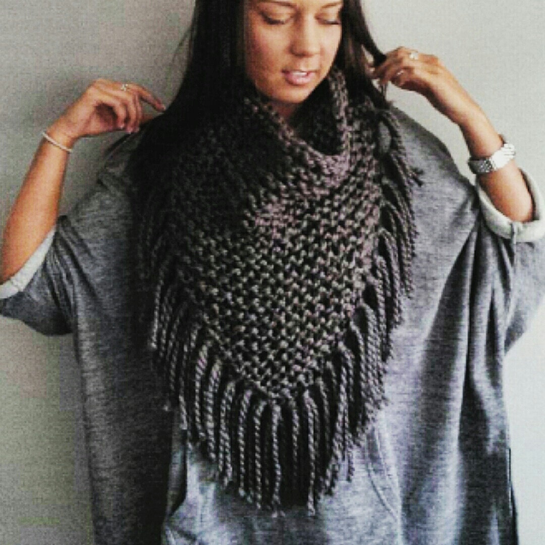 The Half Poncho scarf with fringes fringed scarf tassel | Etsy