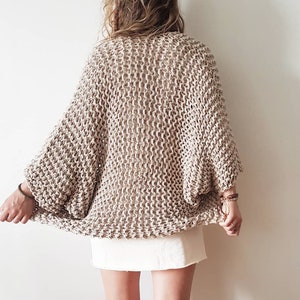 Slouchy Yoga Shrug Knitting Pattern - Chunky Knit Sweater, Kimono ...