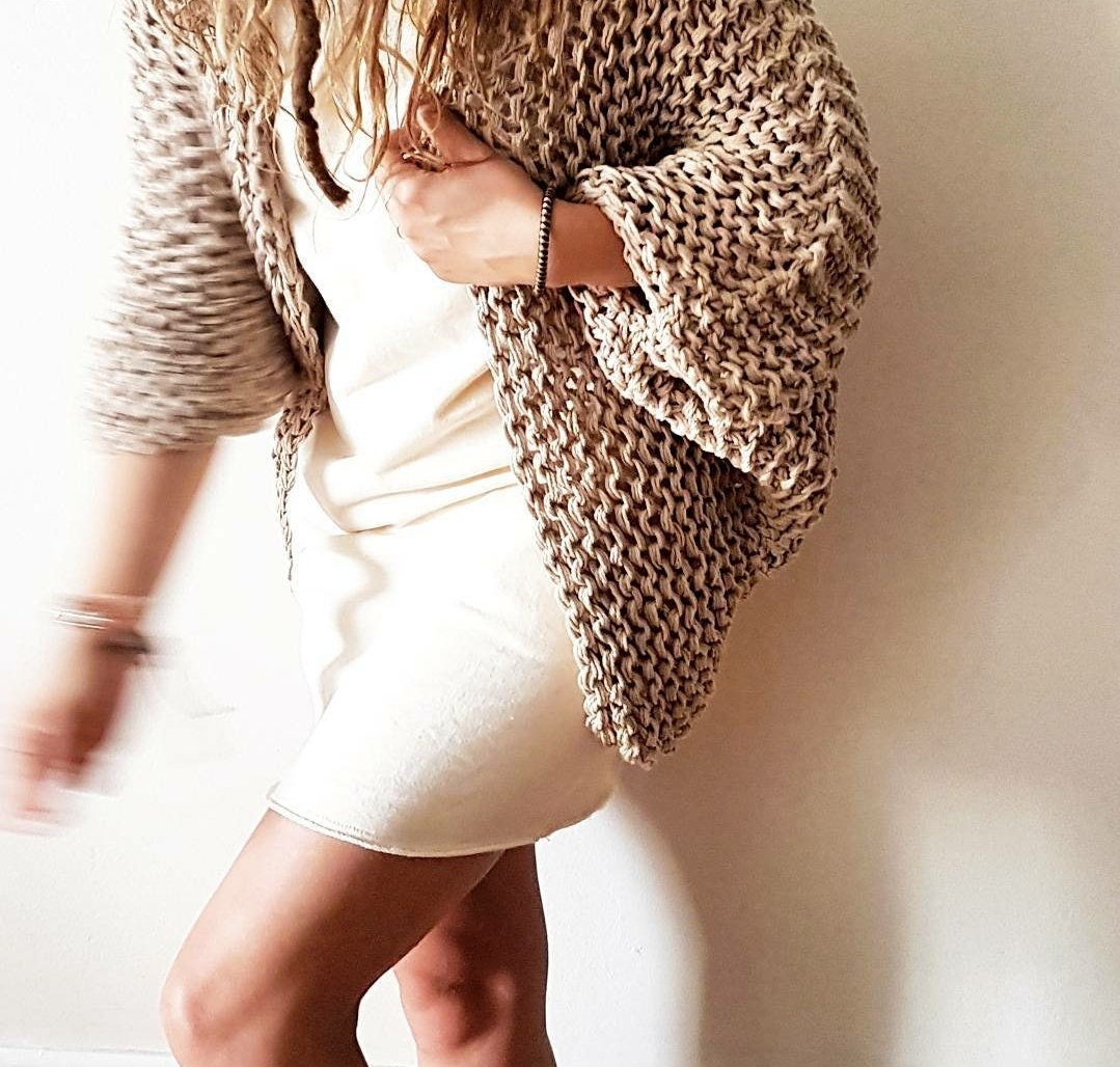 Slouchy Yoga Shrug Knitting Pattern - Chunky Knit Sweater, Kimono ...