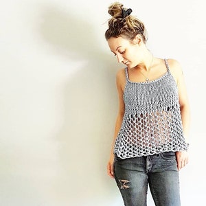 Knit Pattern for the Rustik Lace Tank Top - Easy Knitting Pattern, Tank ...
