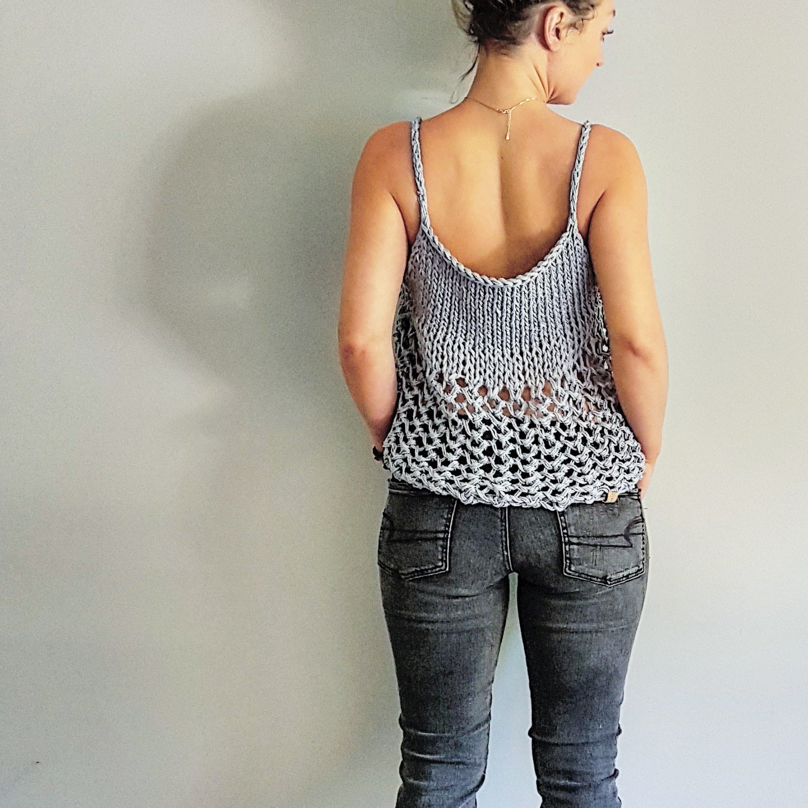 Knit Pattern for the Rustik Lace Tank Top - Easy Knitting Pattern, Tank ...