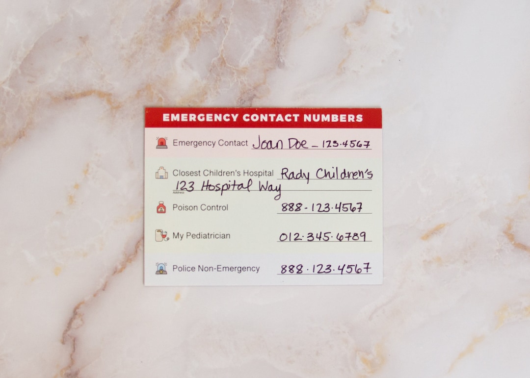 Emergency Contact Fridge Magnet • Phone Number & Address Quick ...