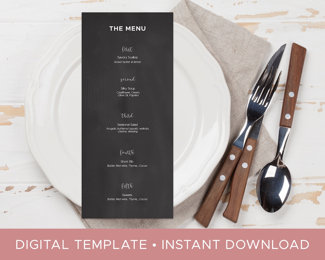 4x9 Chalkboard Menu • for Weddings Showers Holidays and Parties ...