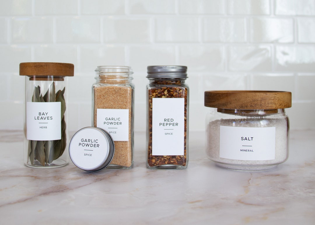 Matte White Modern Spice Label • Waterproof Oil Resistant • Pantry ...