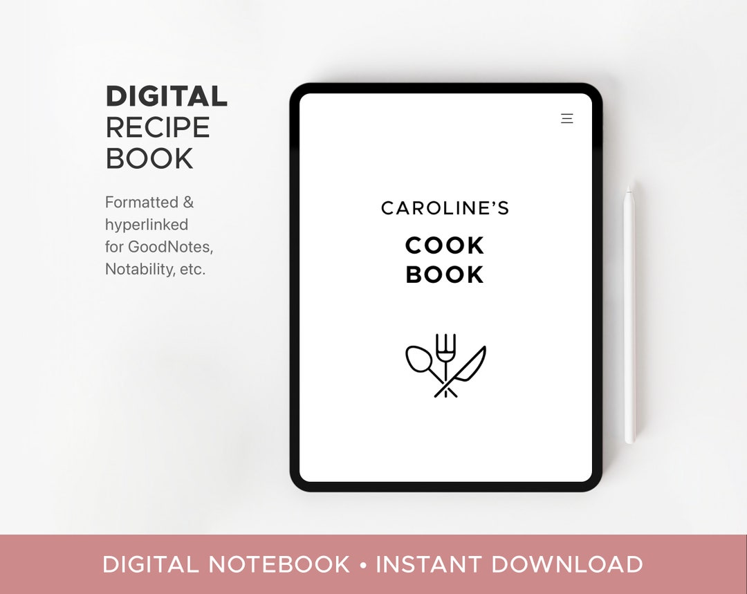 Minimalist Digital Recipe Book • Digital Menu Planner • Cookbook for ...