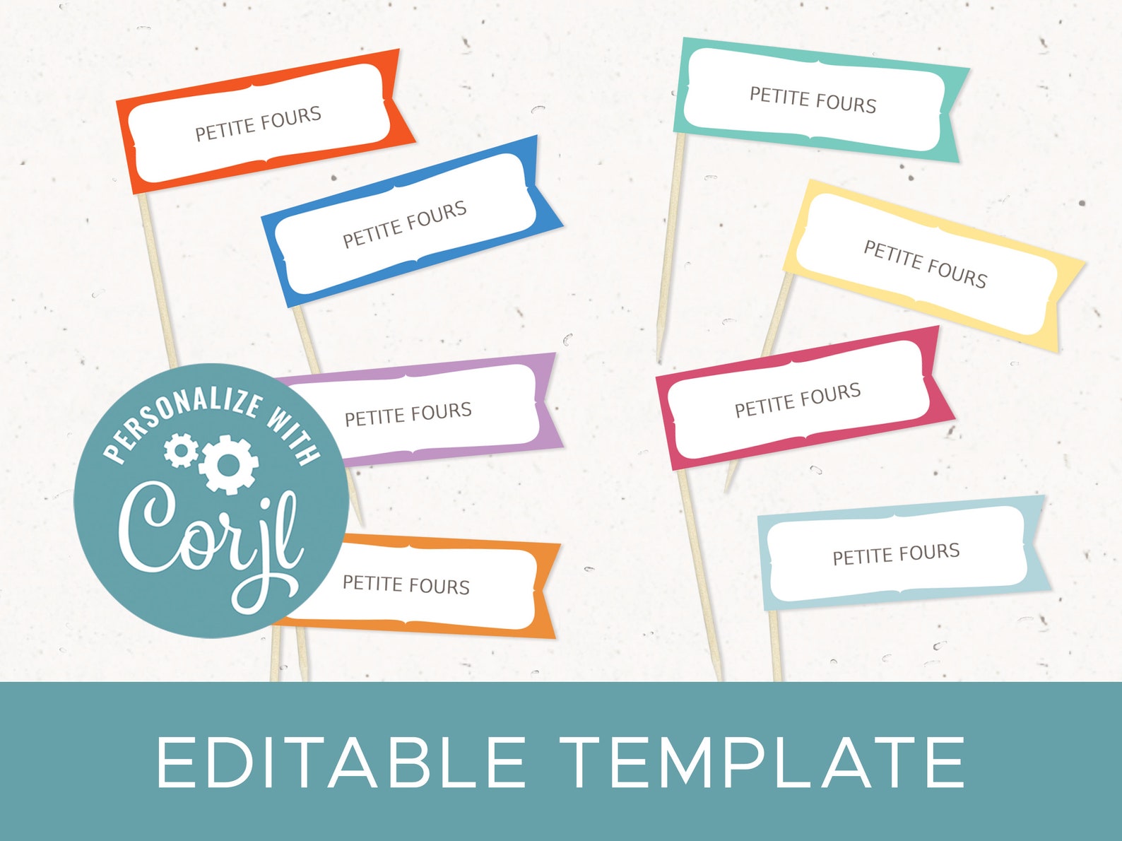 Customizable Solid Color Flags Cupcake Toppers and Food Tags | Etsy