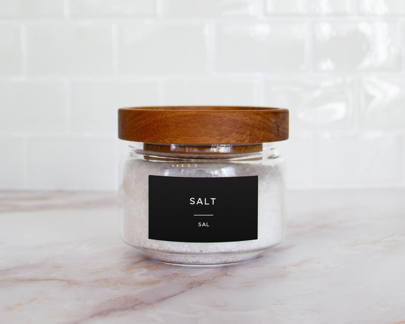 English Spanish Dual Language • Flat Black Modern Spice Labels ...