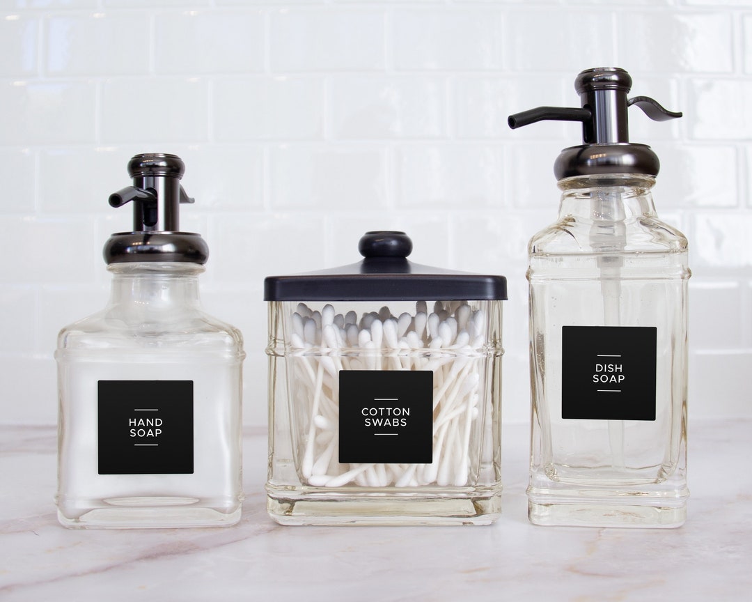 Flat Black Kitchen, Bath, Laundry, and Toiletry Labels • Waterproof and ...