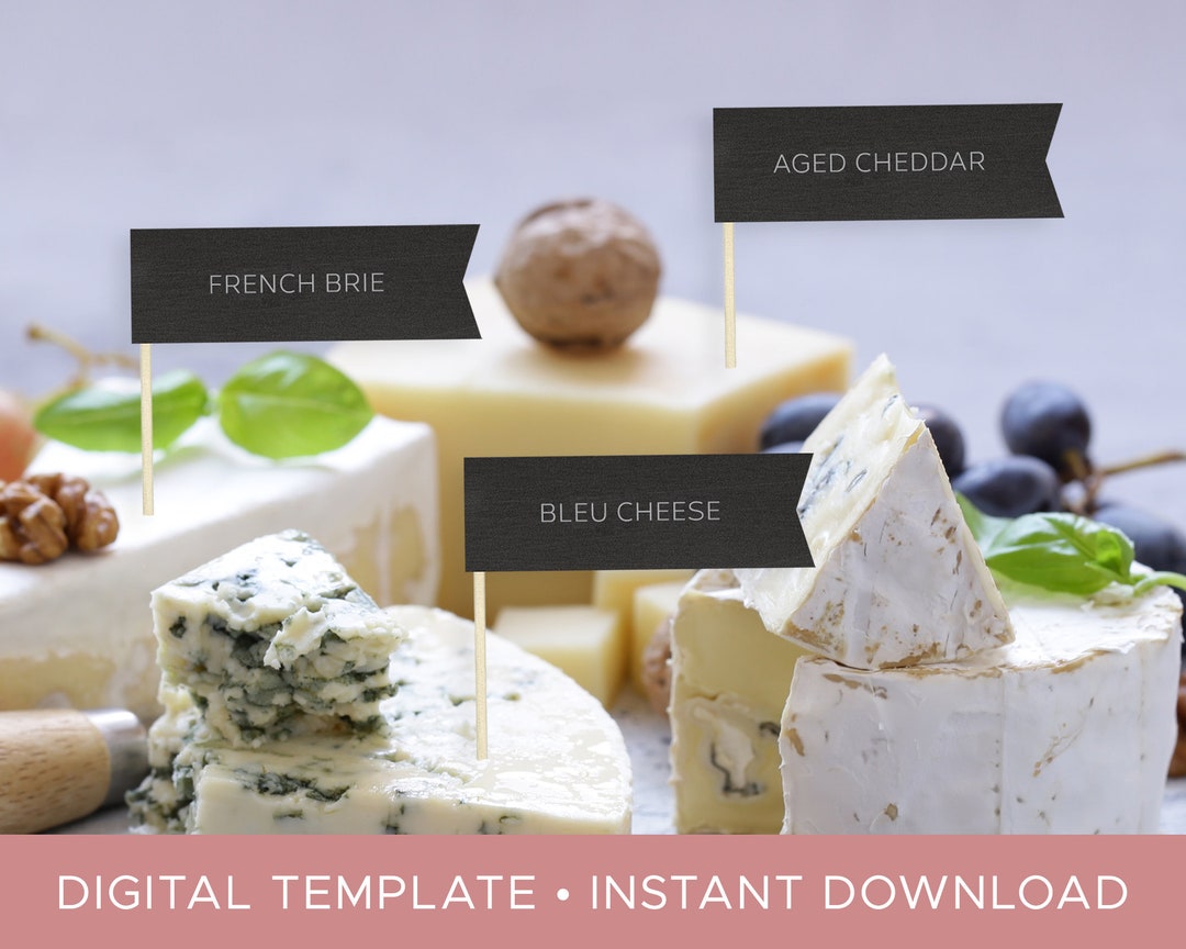 Chalkboard Cheese Label Flags • Printable Editable Digital Template ...