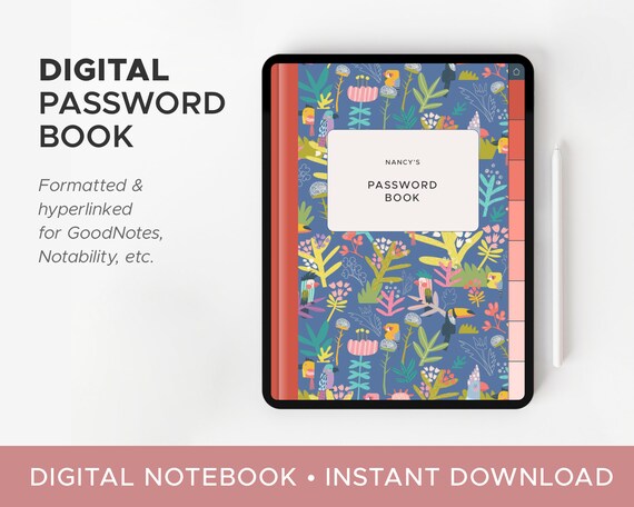 Jungle Theme Digital Password Notebook Password Tracker & - Etsy