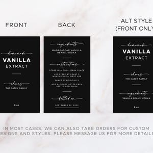 Script Black Vanilla Extract Labels • DIY, Homemade, Gift • Waterproof ...