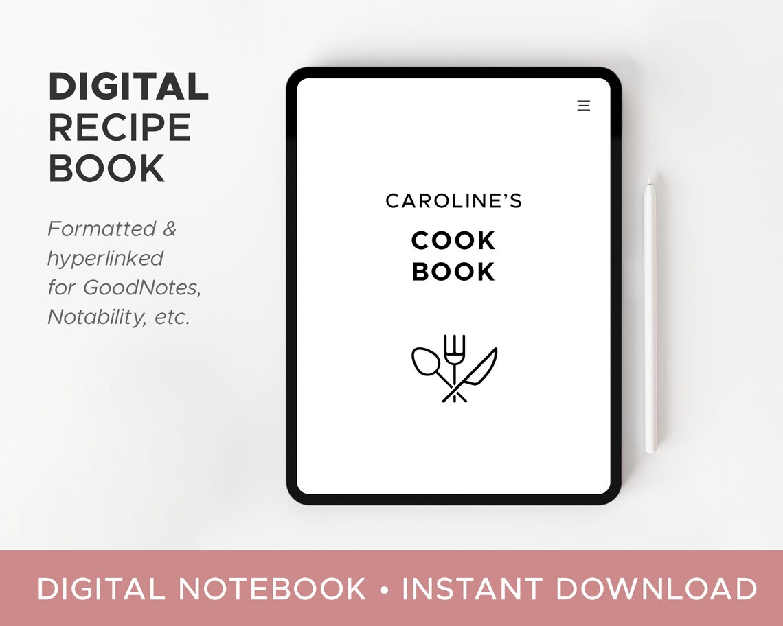 Minimalist Digital Recipe Book Digital Menu Planner - Etsy