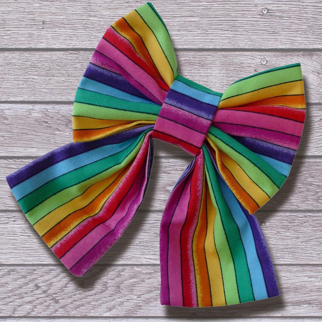 Rainbow Stripe LGBTQ Pride Sailor Bow Tie for Dogs | Bright Stripey Pet ...