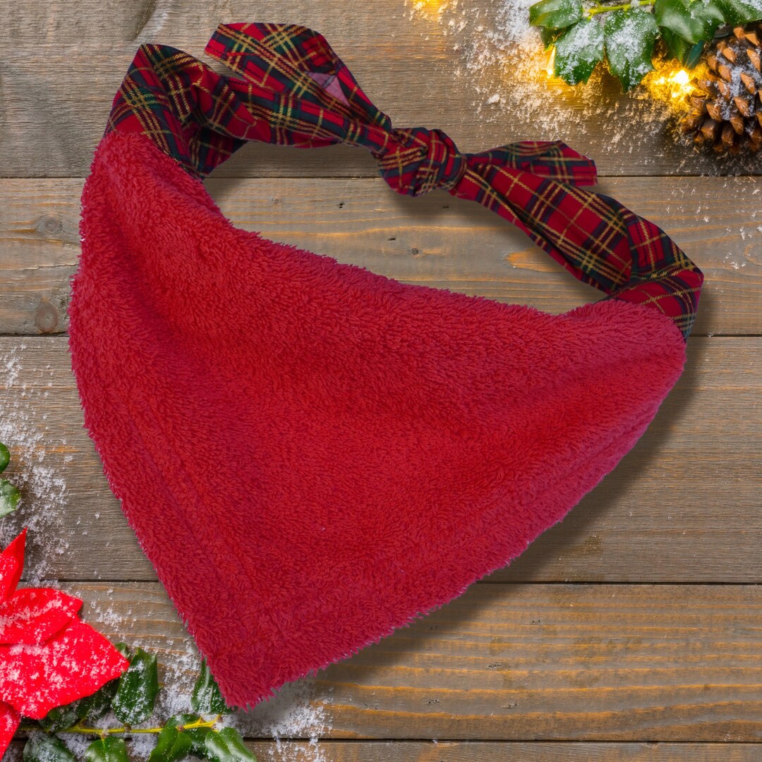 Red Tartan Droolbuster Dog Bib With Absorbent Terry Towelling Panel for ...