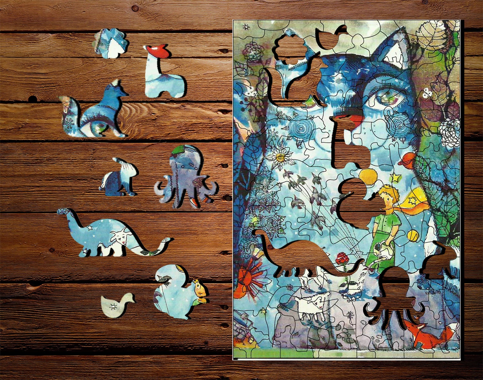 Wooden Jigsaw Puzzles for adults Wood Puzzle Cat & The little | Etsy Wooden Jigsaw Puzzles for adults Wood Puzzle Cat & The little | Etsy